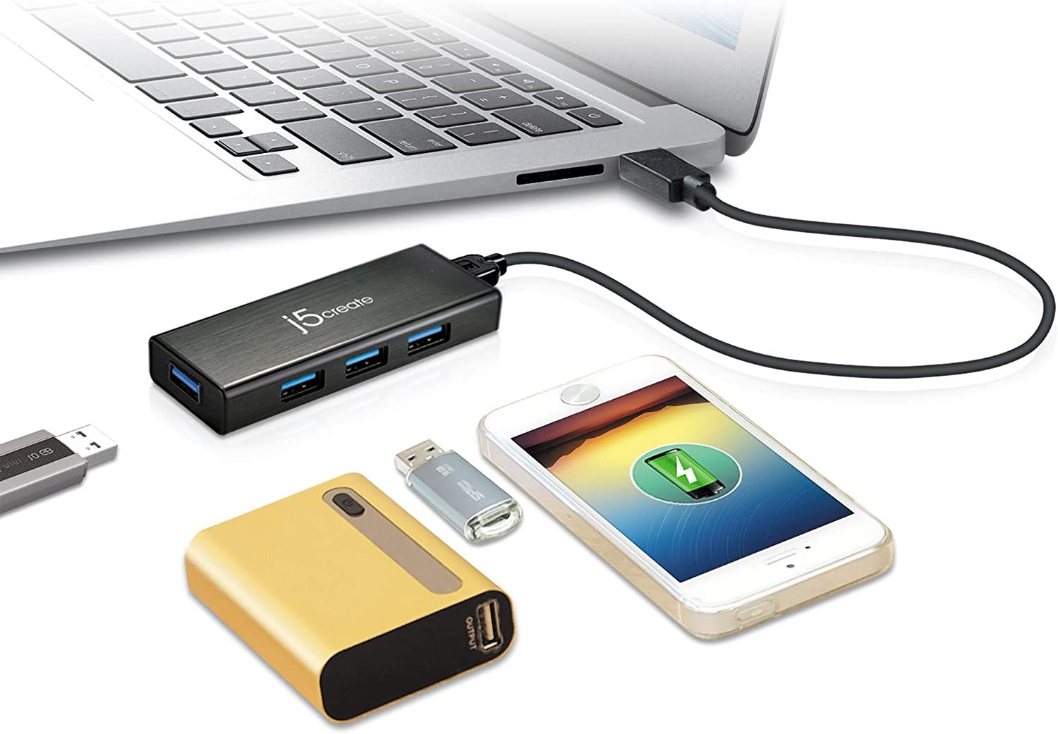 J5CREATE USB 3.0 4-PORT HUB WITH AC POWER ADAPTER JUH340