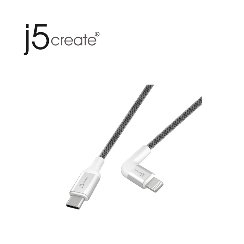 J5CREATE USB TYPE-C TO LIGHTNING CABLE (L-SHAPED; WHITE COLO