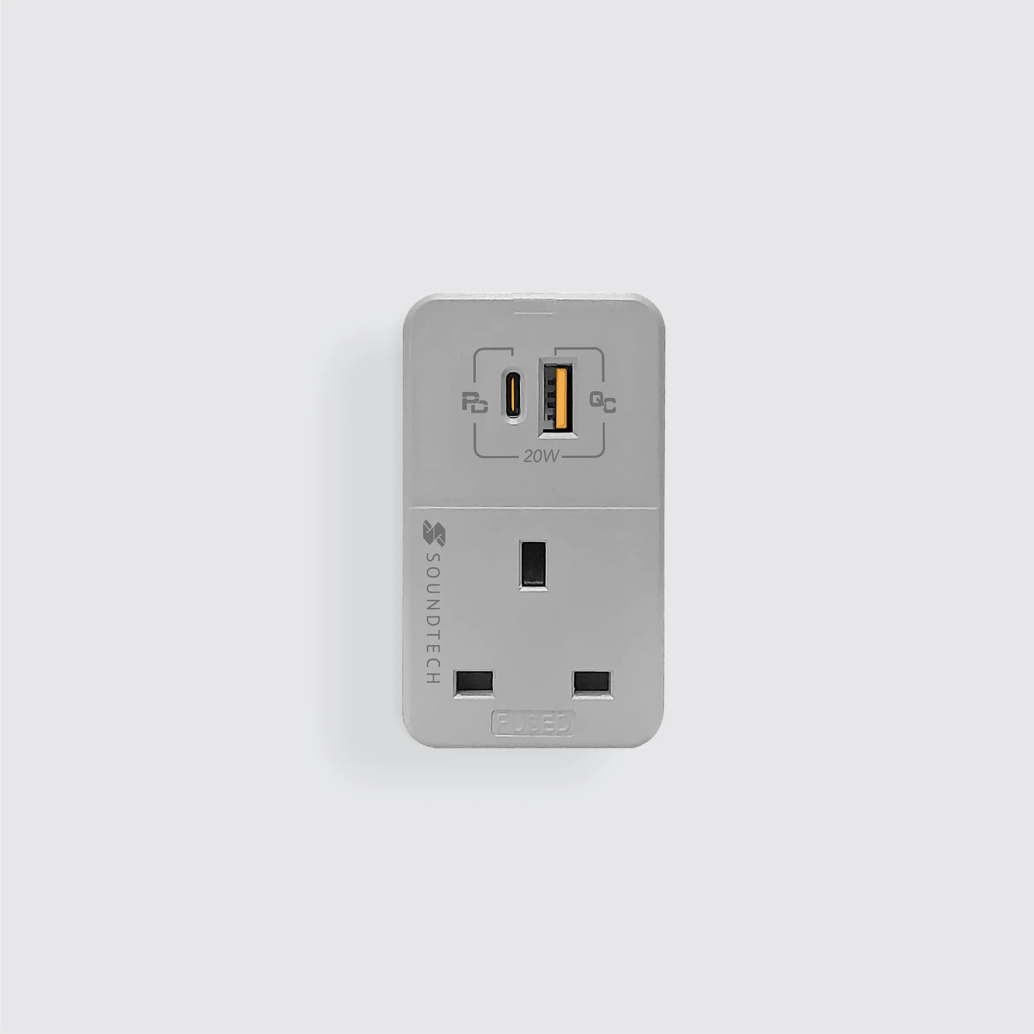 SOUNDTECH MAU320 3 WAY ADAPTER WITH 20W PD (LIGHT GREY)